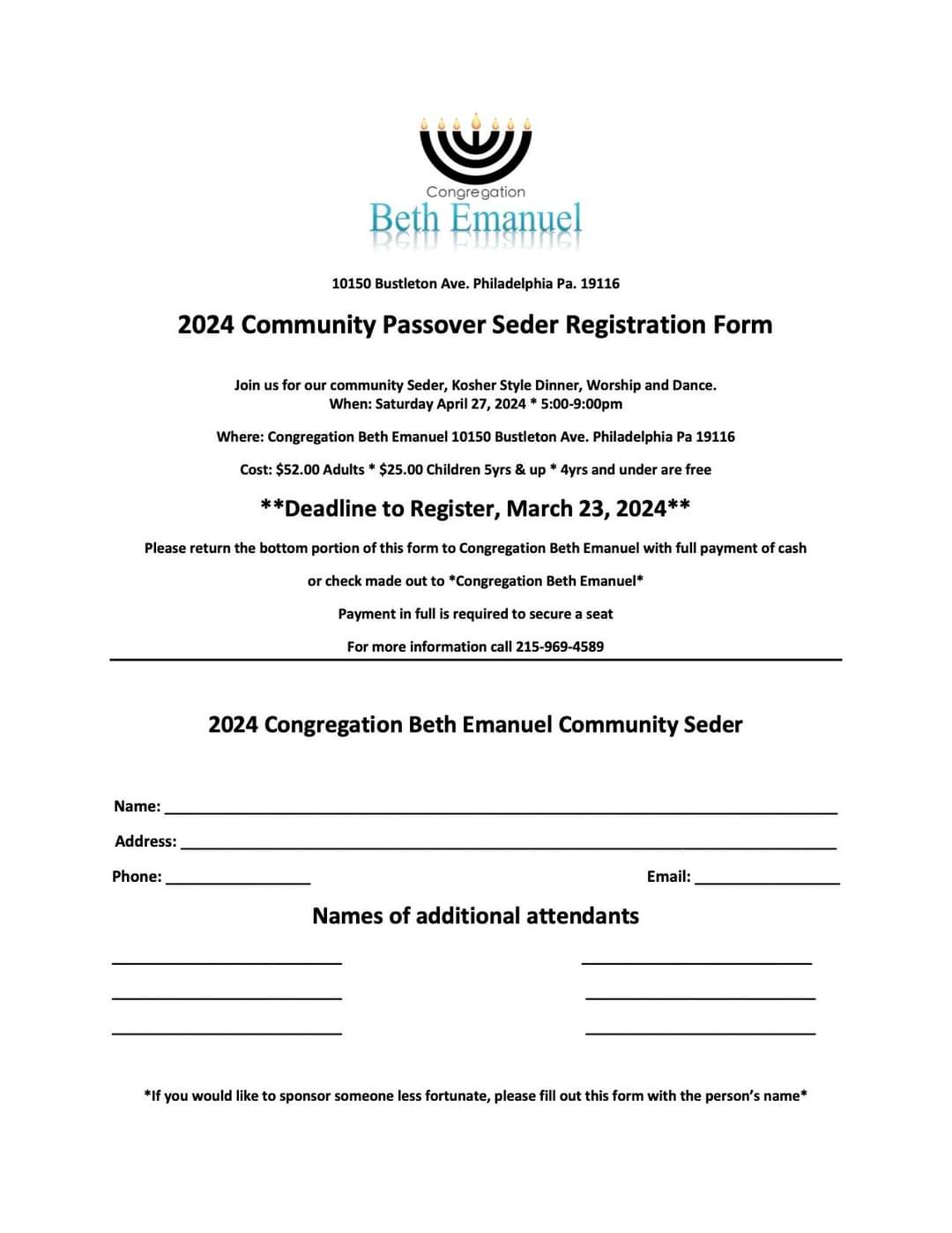 CBE 2024 Passover Registration Form